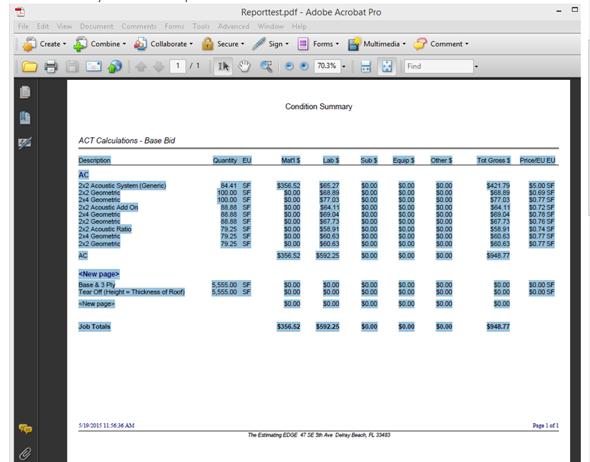 Reports into Spreadsheets - Estimating Edge